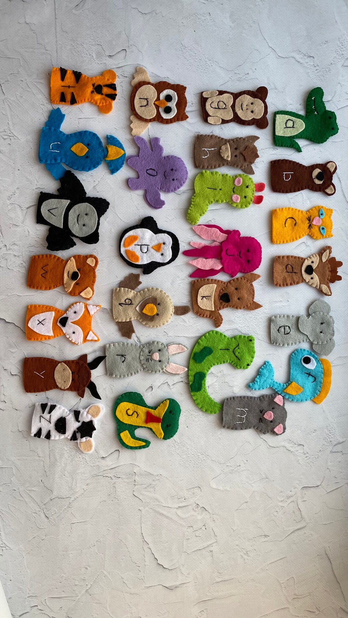 26 Zoo-phonics Animals Felt Finger Puppets Wool Felt Finger | Etsy