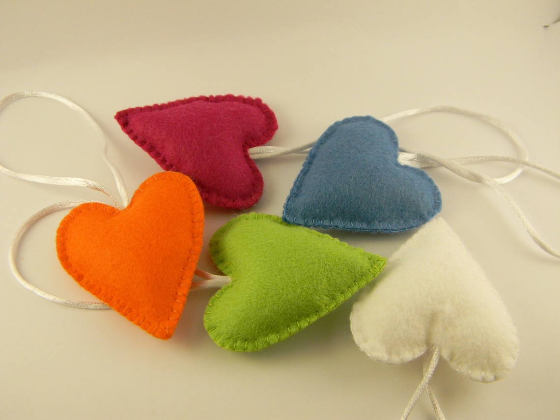 Felt Heart Ornaments Christmas Ornaments Valentines Day - Etsy