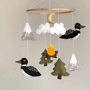 Baby Mobile Woodland Nursery Mobile Neutral Nursery Decor Loon Bird ...