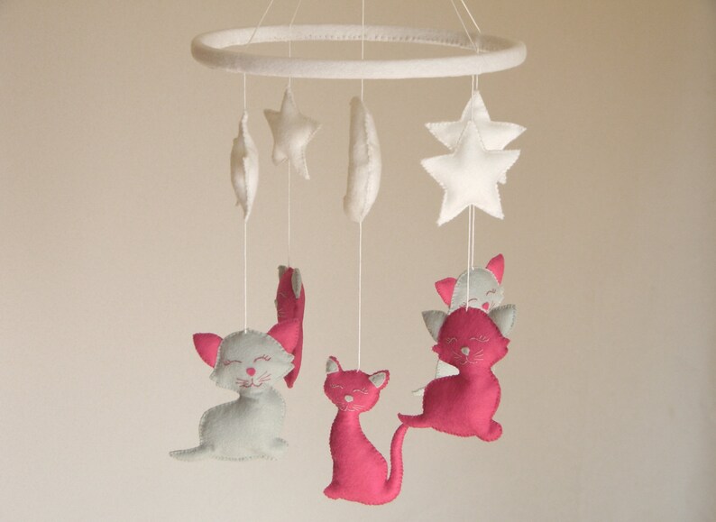 Baby Girl Mobile Baby Mobile Felt Cat Mobile Kitty - Etsy
