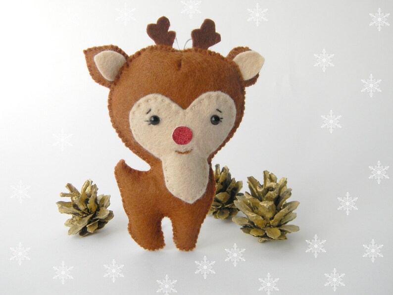 Felt Reindeer ornament Felt Christmas Ornaments Christmas felt | Etsy