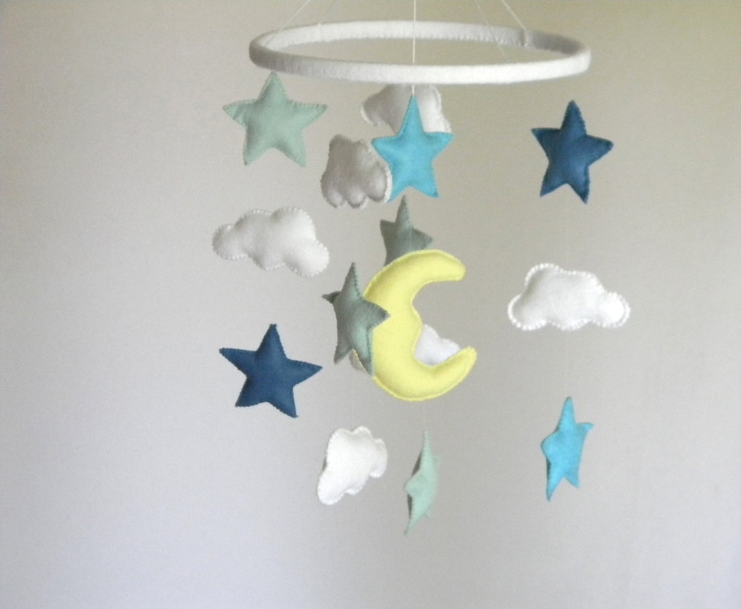 Clouds and Stars Mobile Moon Star Mobile Baby Mobile Nursery - Etsy