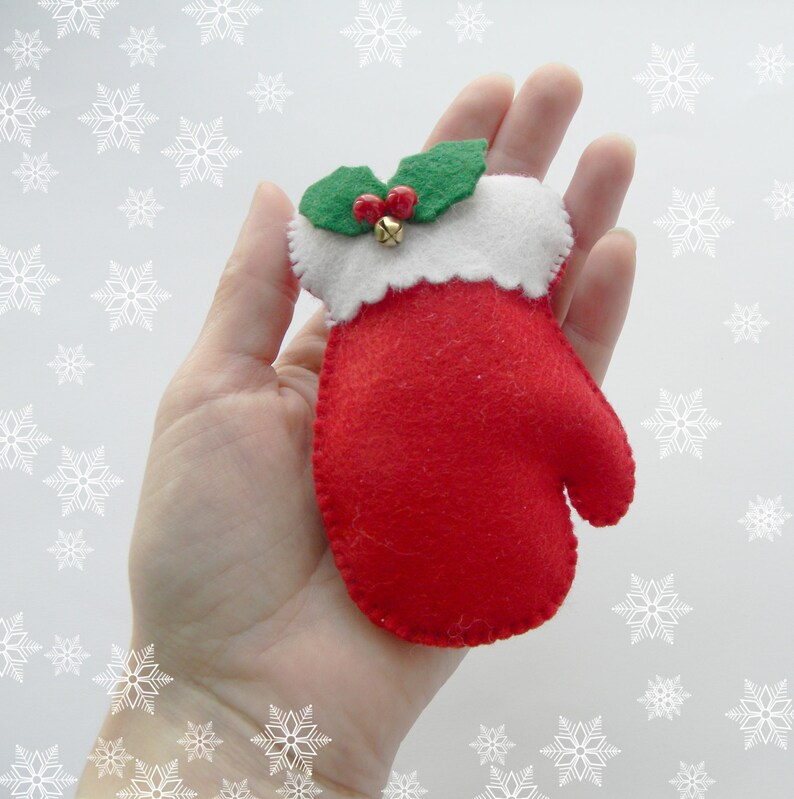 Mitten Christmas Ornament Felt Mitten Christmas Ornament Red Felt ...