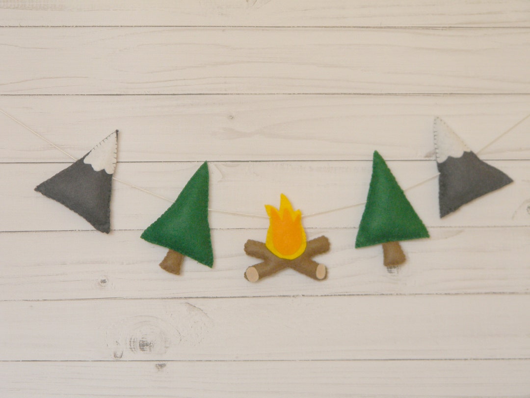 Camping Decor Garland Camping Party Decorations Mountains Pine Trees ...
