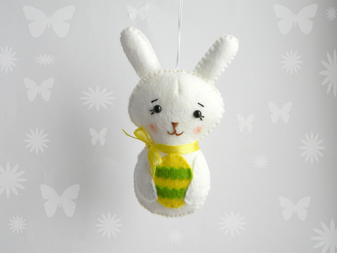 Easter Bunny Ornament Felt Bunny With Easter Egg Felt Bunny - Etsy