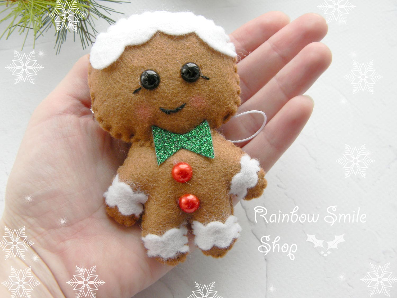 Felt Christmas Ornament Gingerbread Man ornament Gingerbread | Etsy