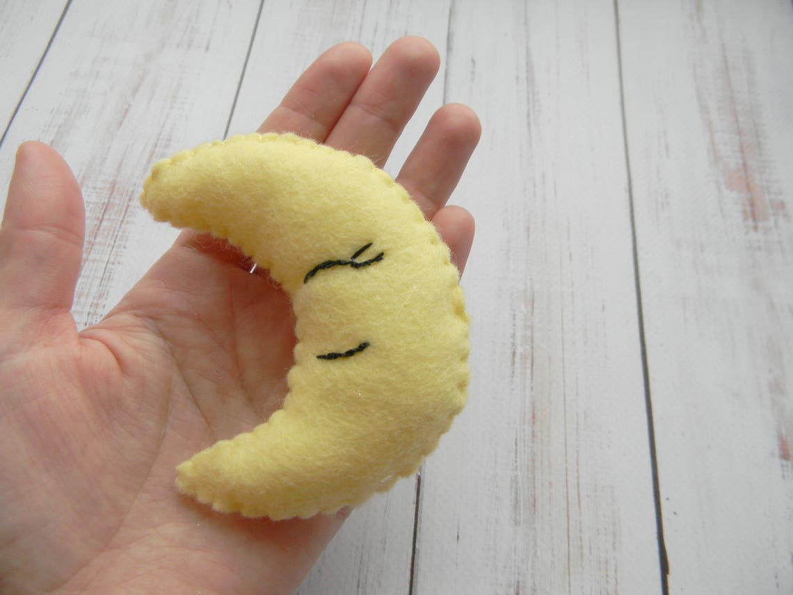 Felt Moon Ornament Kawaii Plush Moon Ornament Nursery Decor - Etsy
