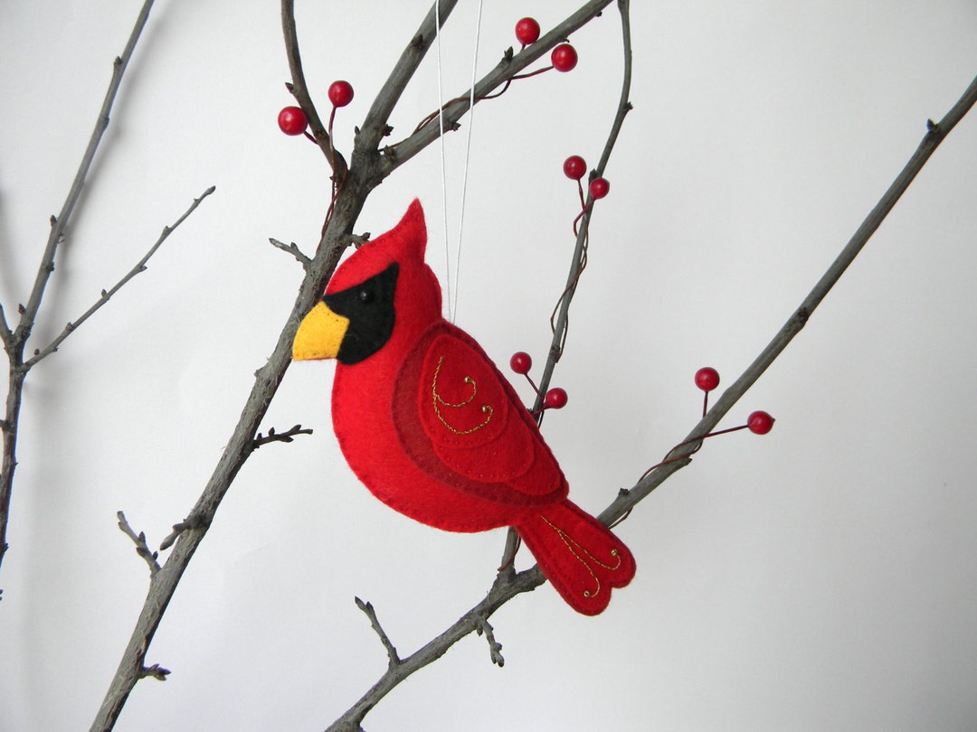 Felt Cardinal Ornament - Felt Christmas Ornament - Cardinal Bird ...