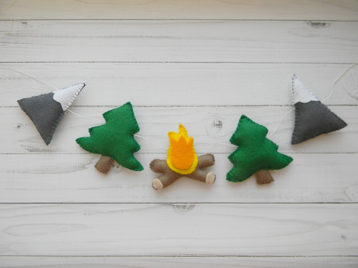 Camping Decor Garland Camping Party Decorations Mountains Pine Trees ...