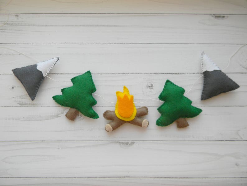 Camping Decor Garland Camping Party Decorations Mountains Pine | Etsy