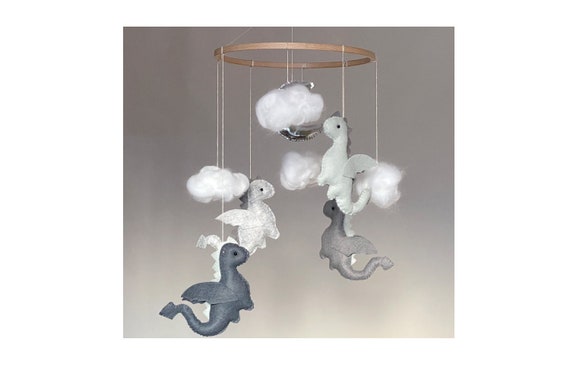 Baby Mobile Dragons Baby Mobile Pastel Gray Baby Boy Mobile - Etsy