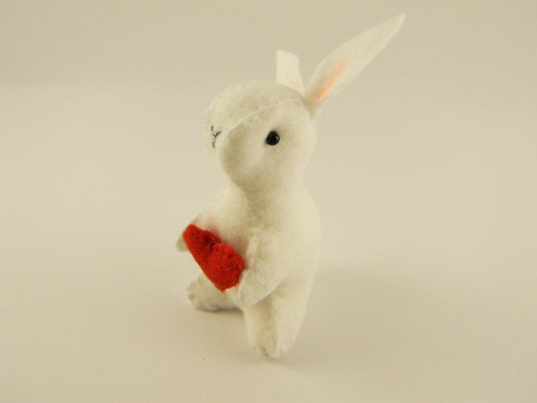 Mini Bunny Felt With Heart , Valentines Day Gift, Easter Decor ...