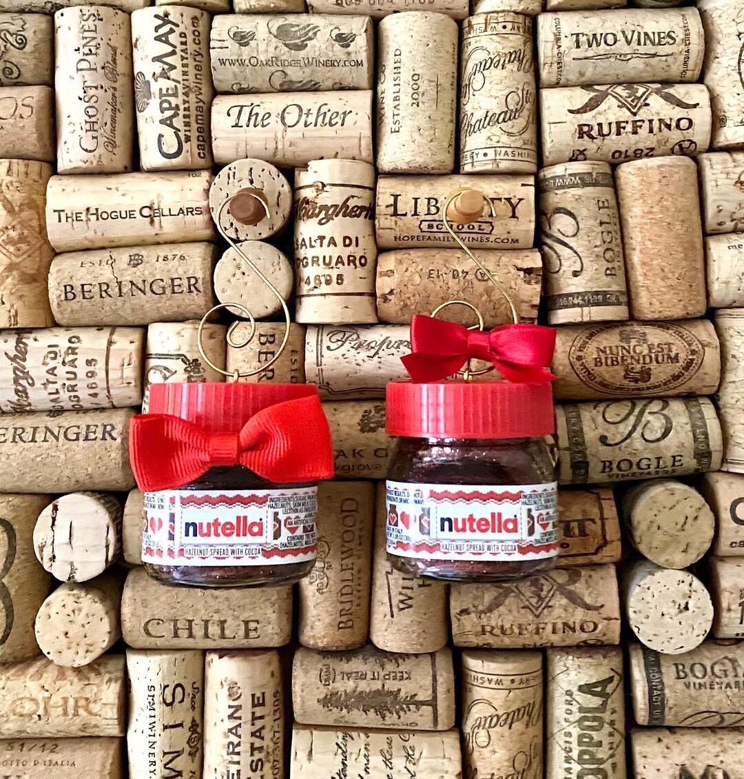 Nutella Hazelnut Mini Glass Jar Glitter Ornament, Decoration, Upcycle ...