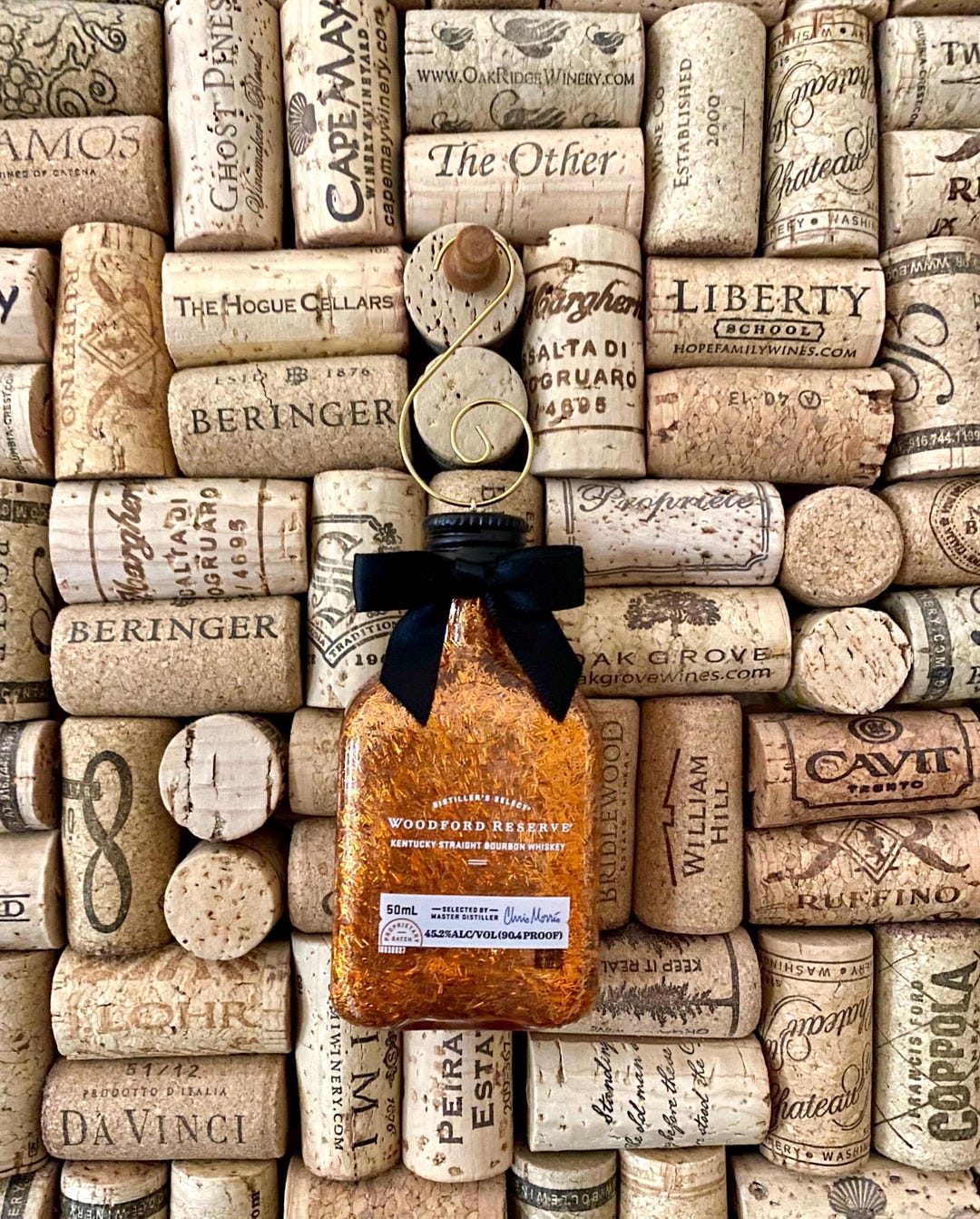 Woodford Reserve Whiskey Mini Plastic Bottle Glitter Ornament, Upcycle ...