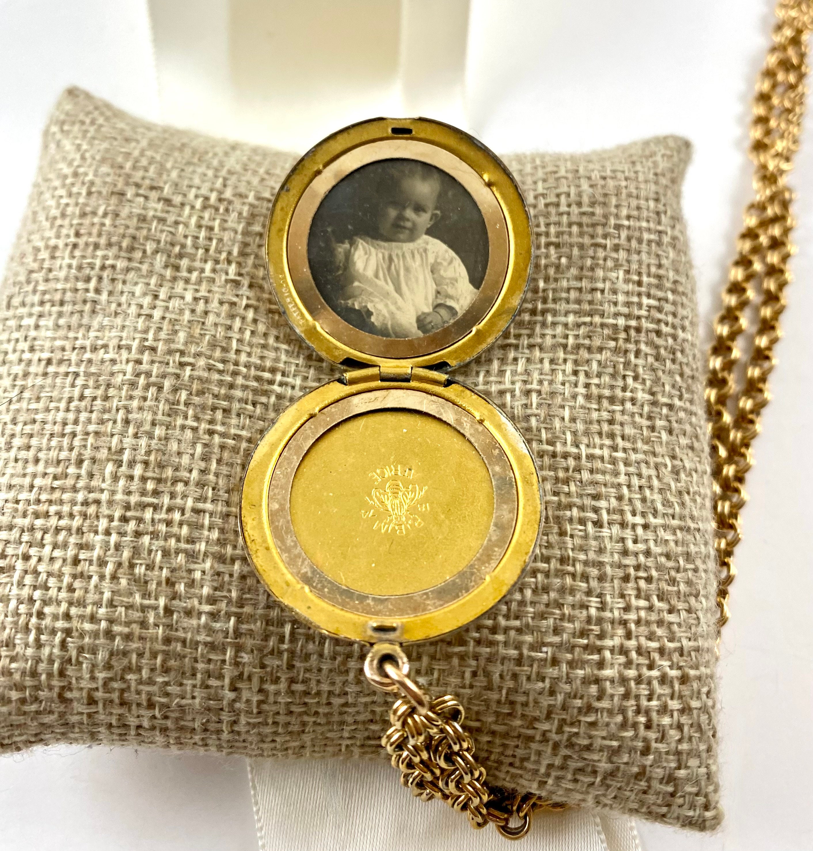 Antique Victoria RBM Atrice 1874 Locket Pendant Necklace, Rhinestone ...
