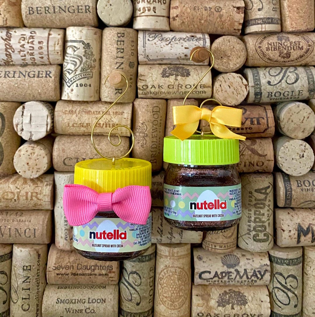 Nutella Hazelnut Easter Mini Glass Jar Glitter Ornament, Choice of Lid ...