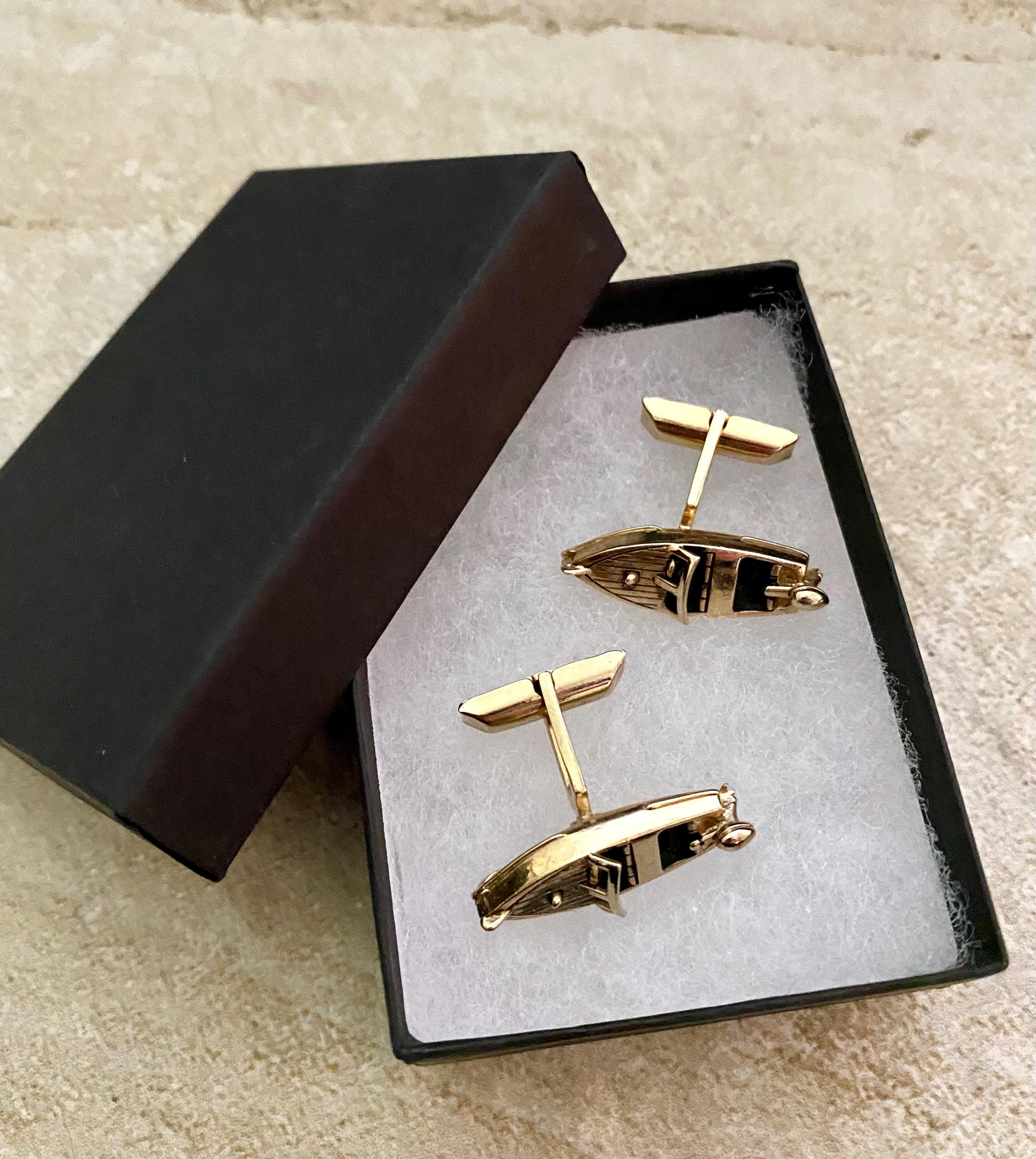 Swank Cufflinks, Vintage Boat, Speedboat, Gold Color - Etsy