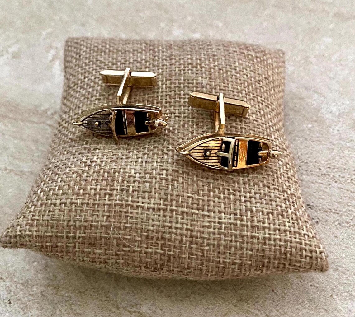Swank Cufflinks, Vintage Boat, Speedboat, Gold Color - Etsy