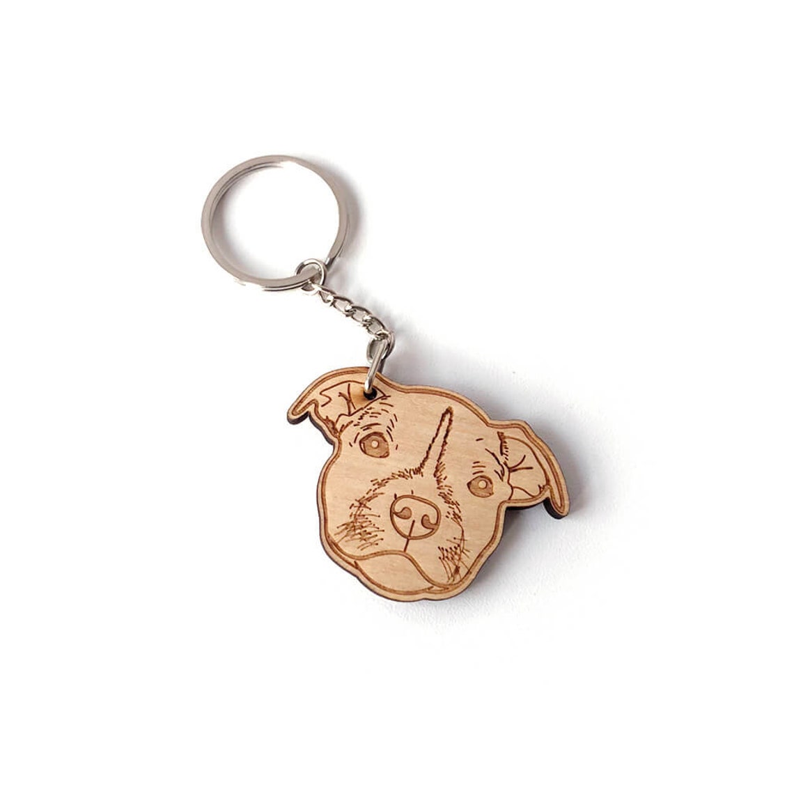 Wooden American Pit Bull Keychain | Pit Bull Pet Keychain | Laser Cut ...