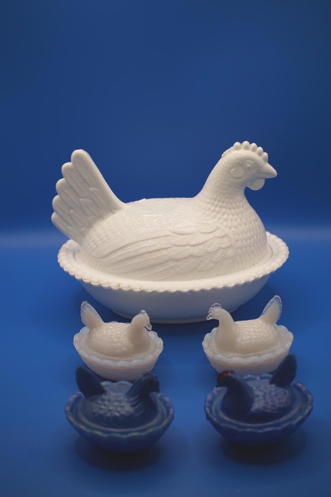 Vintage White and Blue Westmoreland Milk Glass/ Mini Milk Glass ...