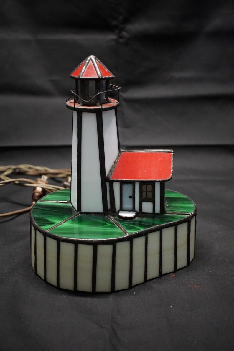 Charming Stained Glass Lighthouse Table Lamp - Etsy