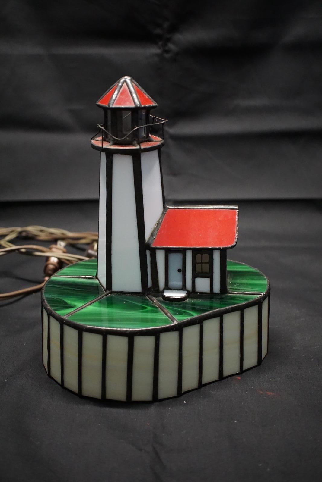 Charming Stained Glass Lighthouse Table Lamp - Etsy