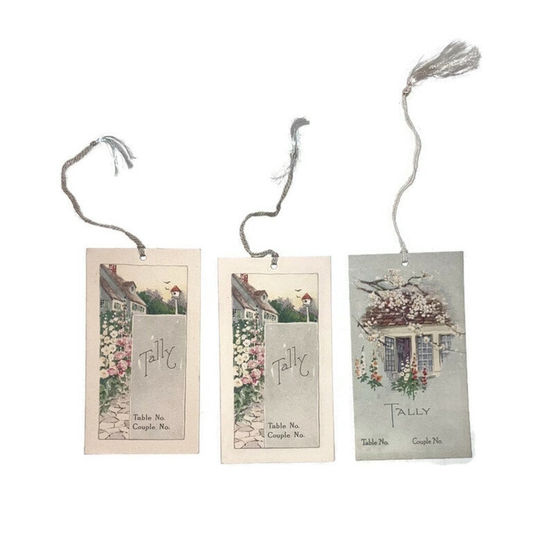 Antique 1906 Bridge Tally Sheets: Watercolor Cottage & Flower Covers ...