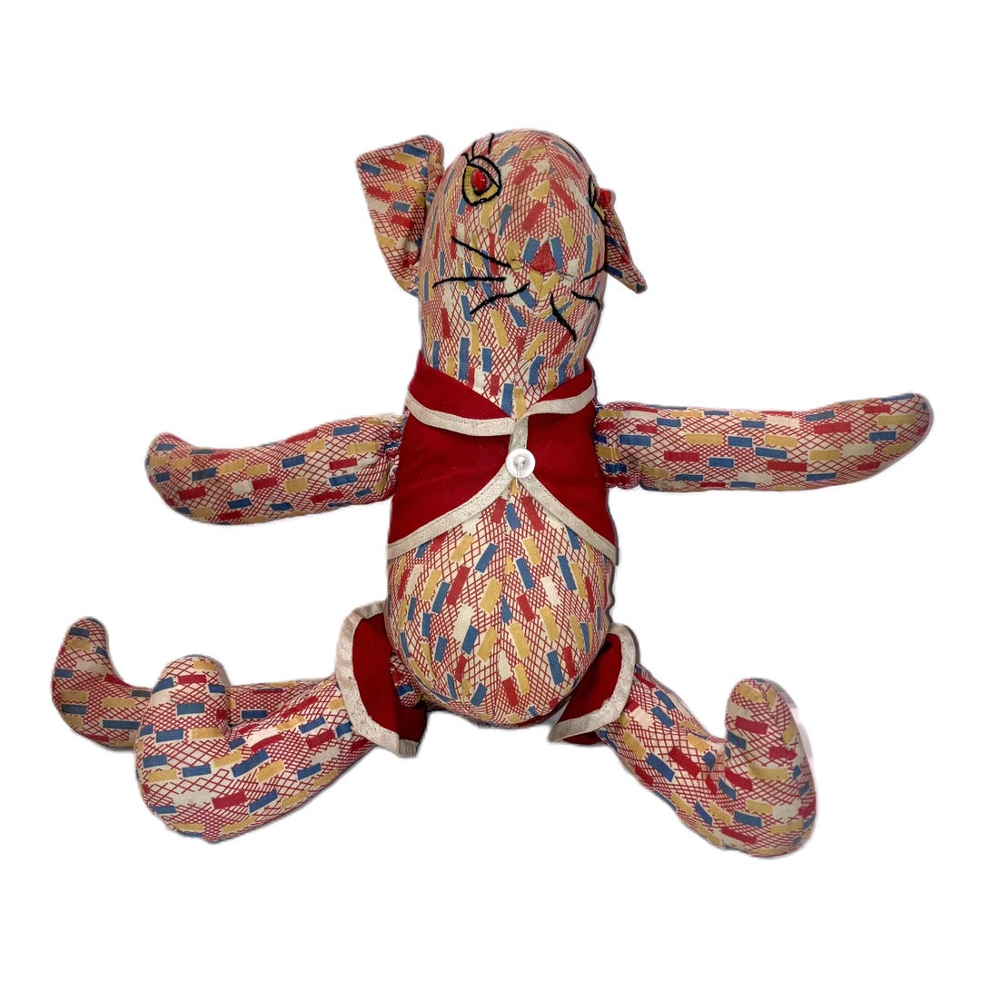 Vintage 1930s Handmade Mouse | Folk Art Stuffed Animal | Geometric ...