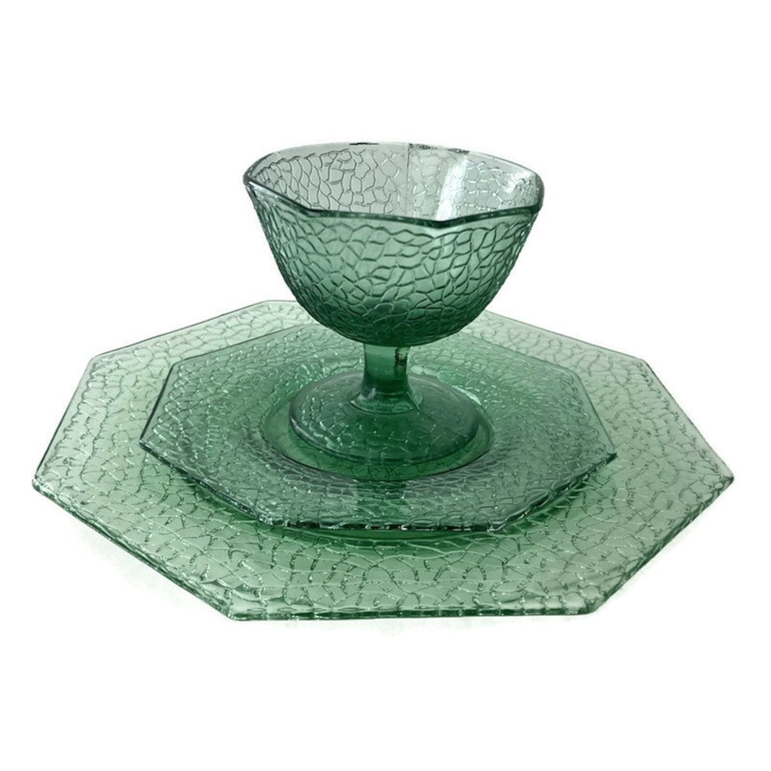 Vintage L.E. Smith Green Depression Glass | 1920s-30s by Cracky Pattern ...