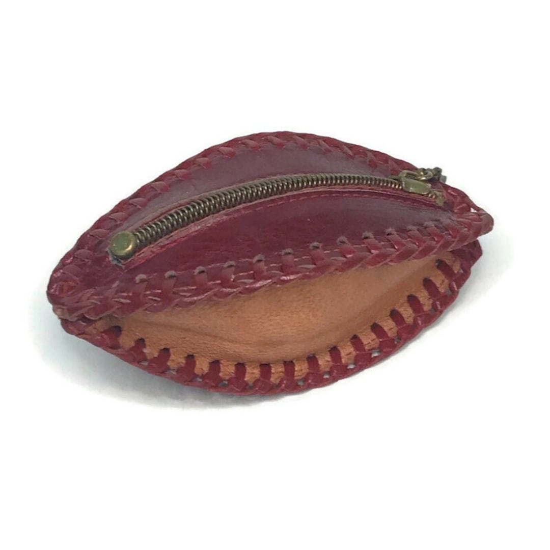 Vintage Red and Tan Leather Football Coin Purse - Etsy