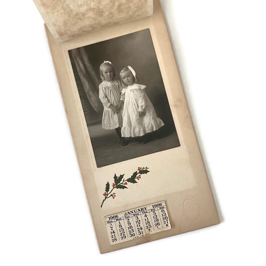 1906 Victorian Photo Desk Calendar | Antique Christmas Angels Calendar ...