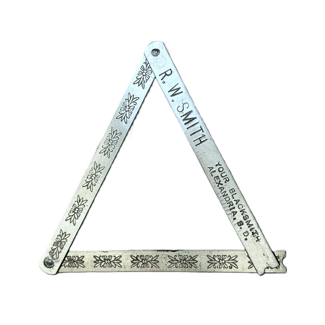 Vintage Blacksmith Advertising Ruler | Folding Metal Yardstick | Floral ...