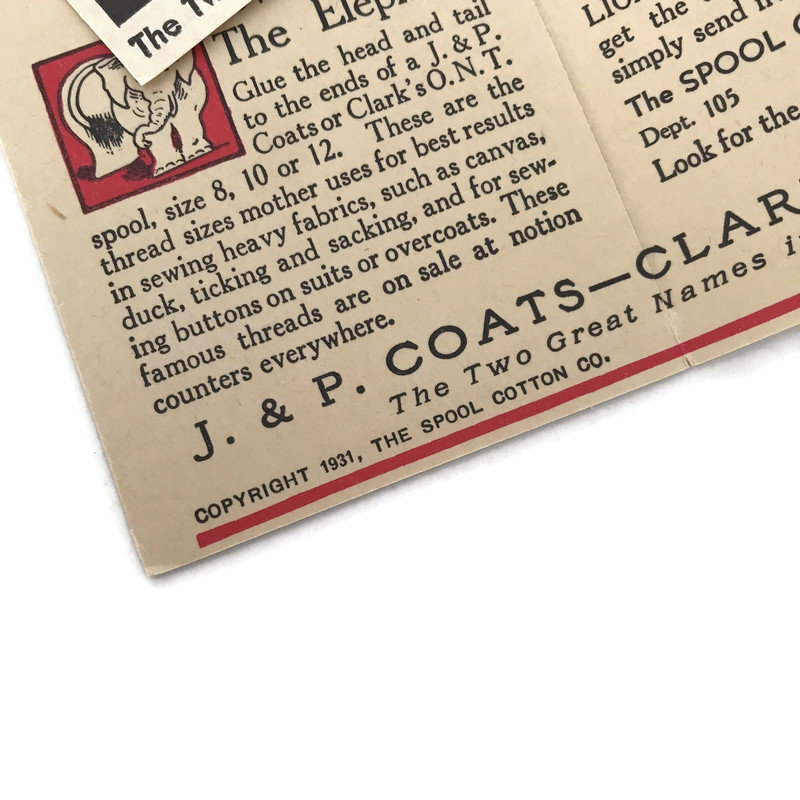 Vintage 1931 John Martin's Spool Zoo the Elephant - Etsy