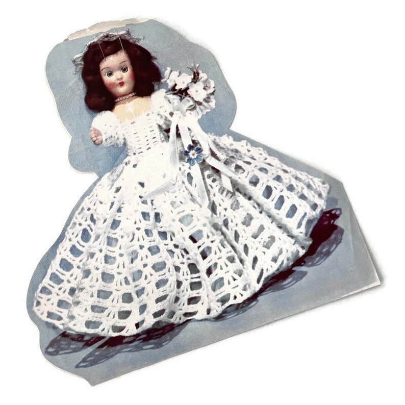 1951 Vintage Coats & Clark Crochet Doll Wedding Dress Pattern: 7.5 ...