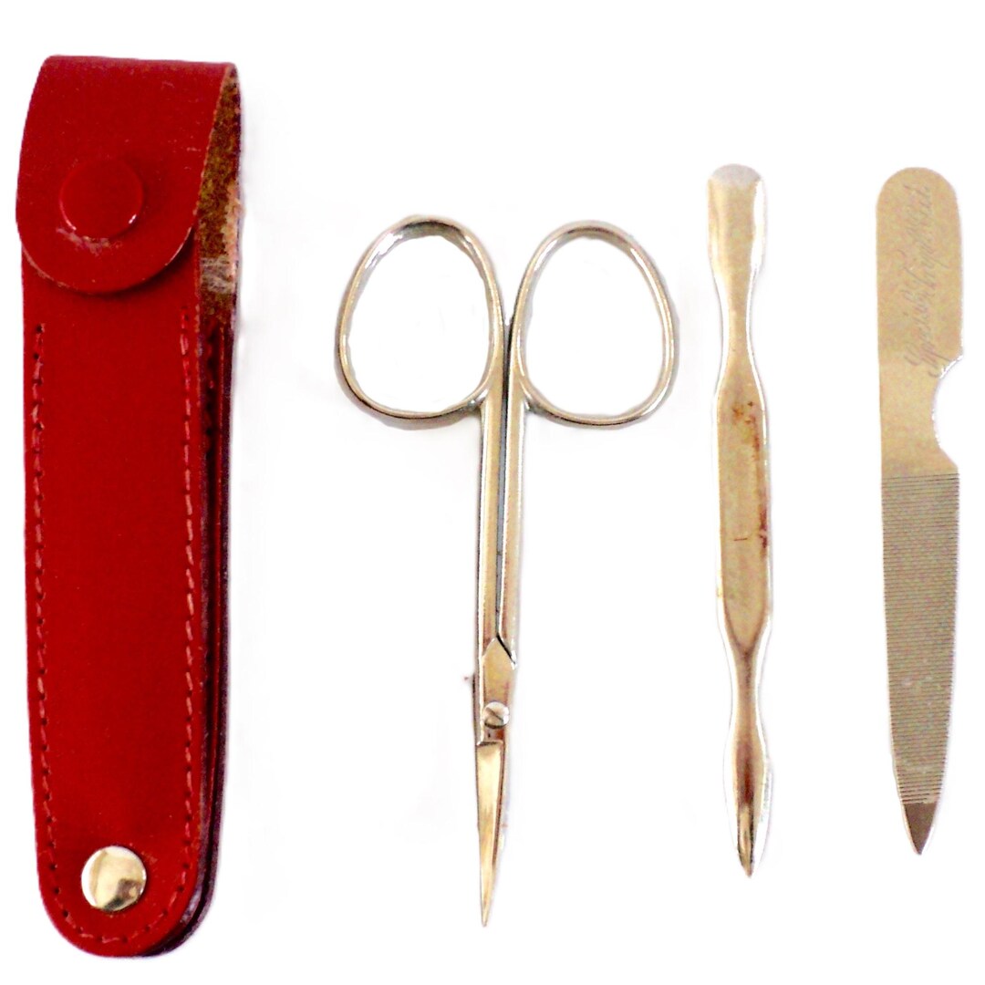 Vintage German Cowhide Leather Manicure Kit: Travel Grooming Set - Etsy