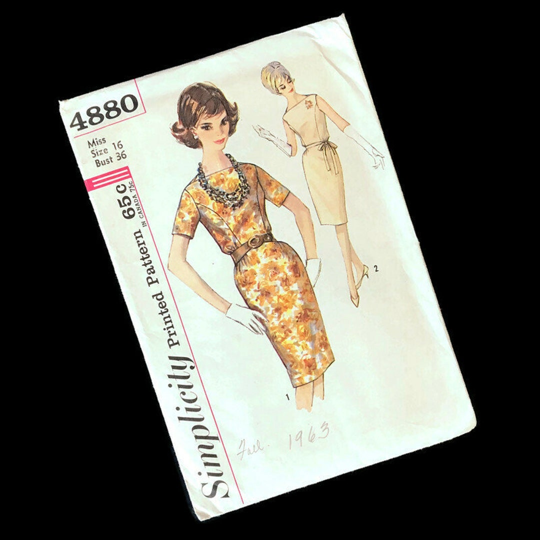 Vintage 1963 Simplicity Juniors' and Misses' One-piece Dress Pattern ...