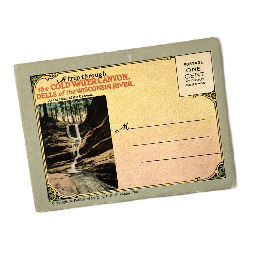 Antique Wisconsin Dells Postcard Album | E.A. Bishop Cold Water Canyon ...