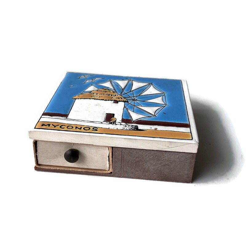 Vintage Souvenir Tile Matchbox of Greek Windmill by Niarchos Hellas - Etsy
