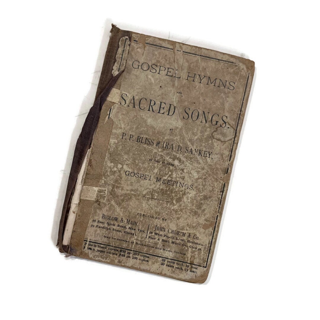 Antique 1875 Gospel Hymns Book | Bliss Sankey | Sacred Songs ...
