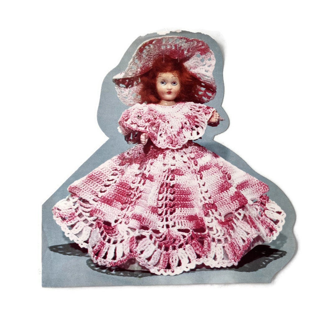 1951 Vintage Coats & Clark Crochet Doll Wedding Dress Pattern: 7.5 ...