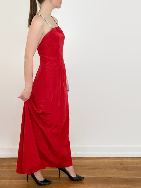 Vintage 1990s Fire Engine Red Formal Dress - Gem
