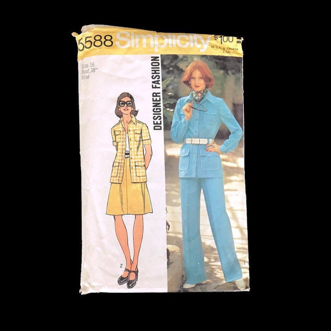 Vintage 1973 Simplicity 5588 Shirt-jacket, Skirt, and Pants Pattern in ...