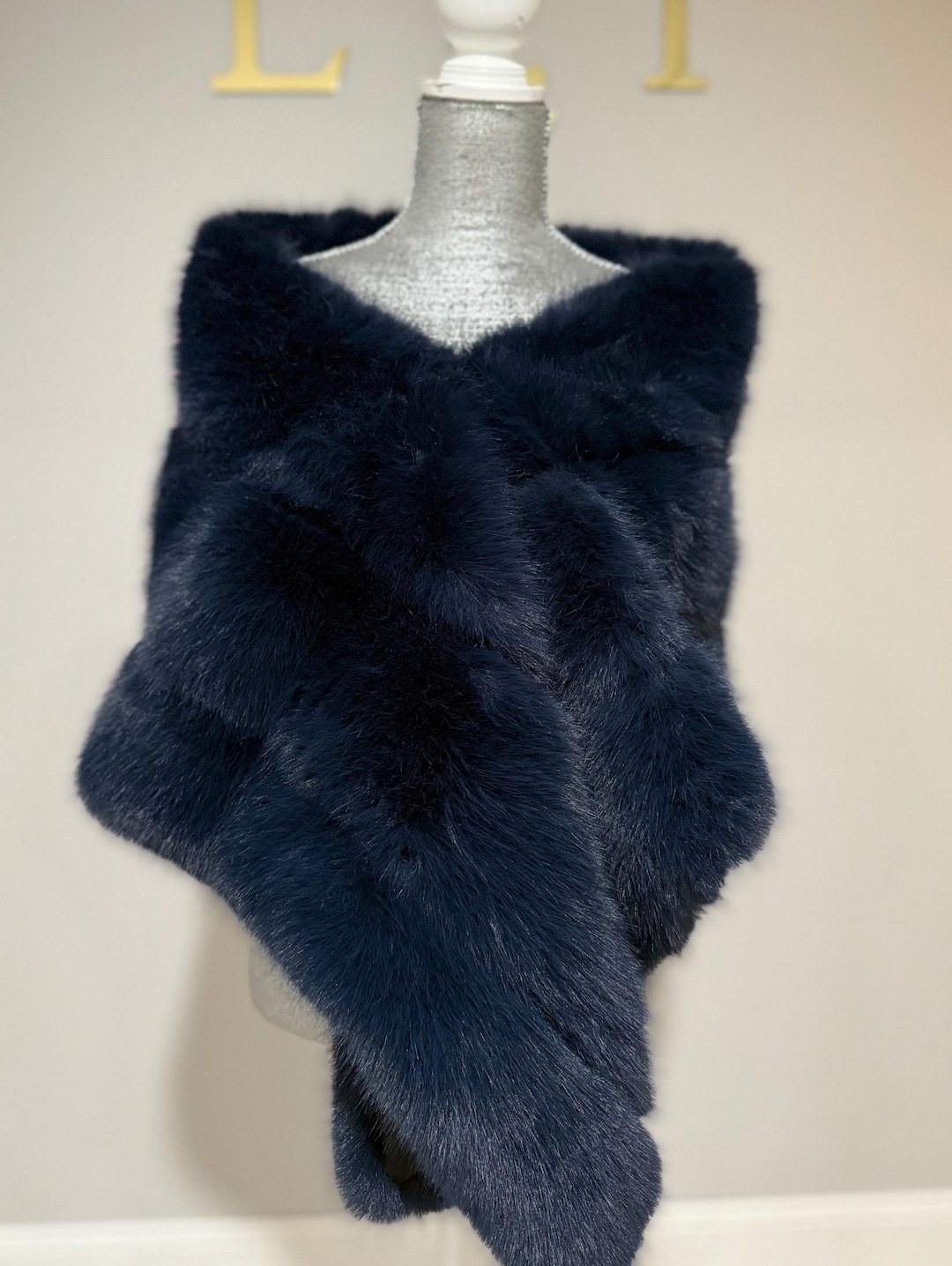 Navy Blue Faux Fur Stole Shawl Bridal Stole - Etsy