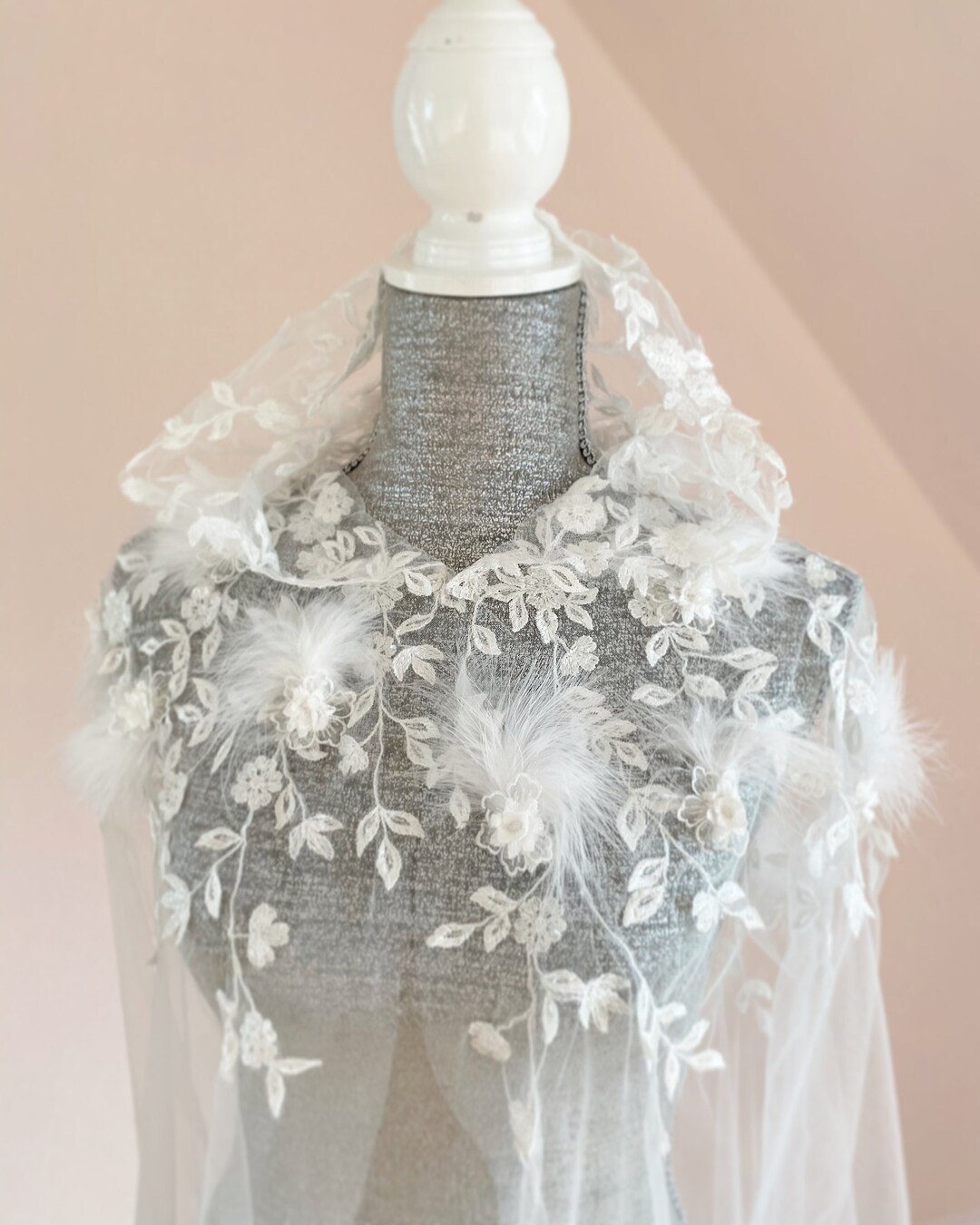 Veil Cape With Hood | Veil With Feather | Feather Cathedral Veil Cape ...