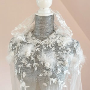 Veil Cape With Hood | Veil With Feather | Feather Cathedral Veil Cape ...