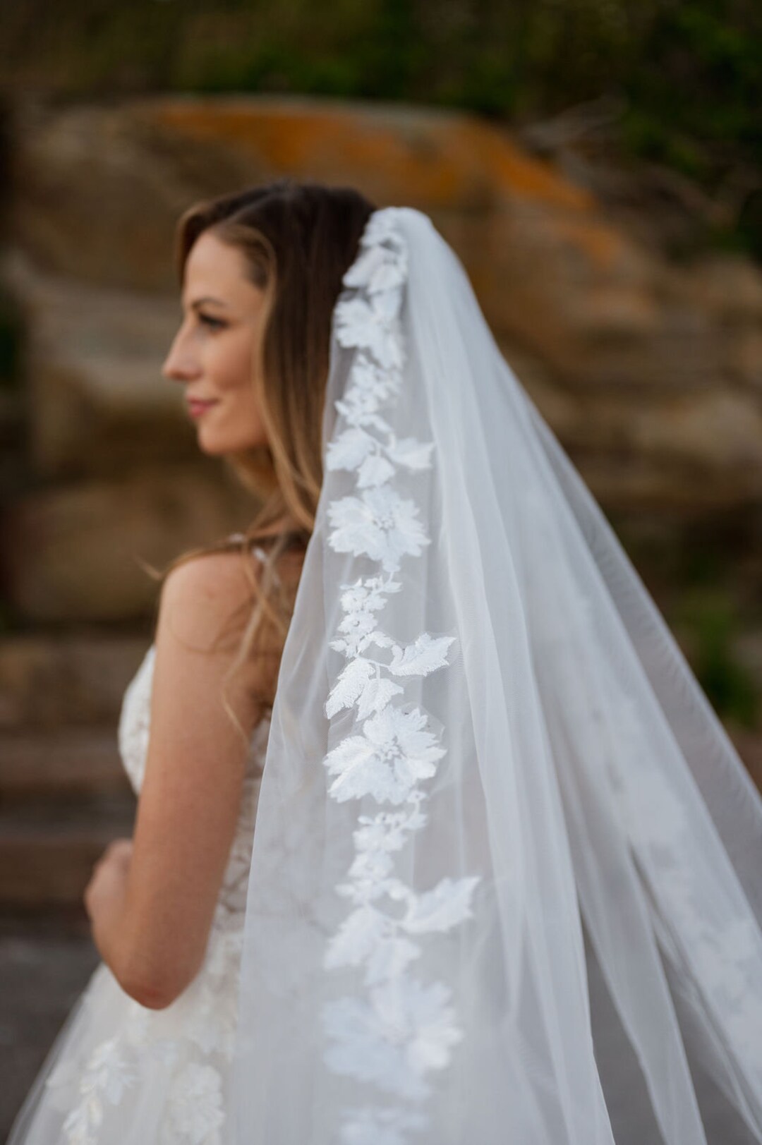 Cathedral Floral Lace Veil Soft Lace Veil Chapel Wedding Veils off ...