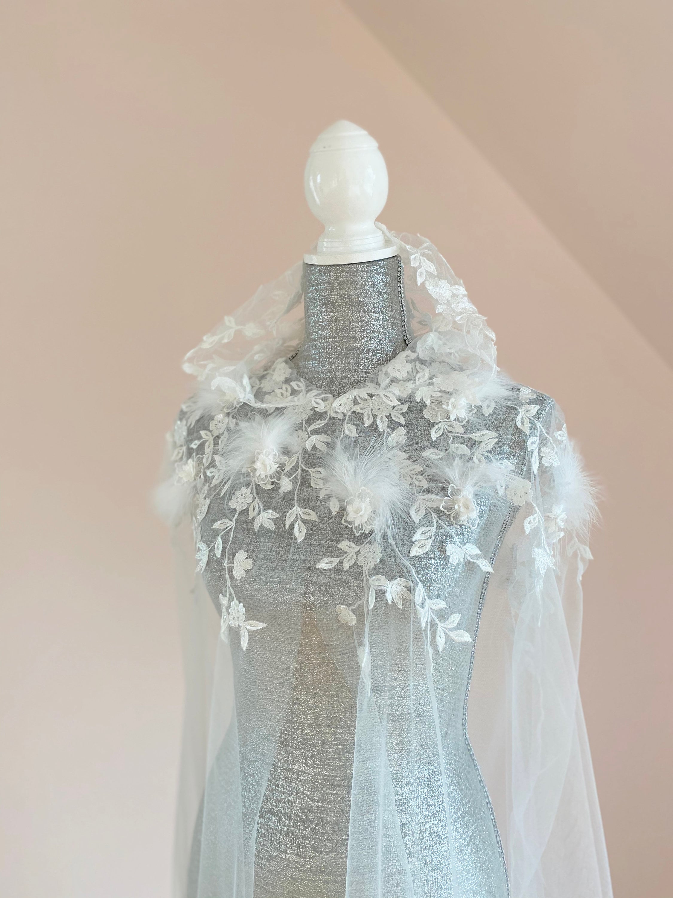 Veil Cape with Hood Veil with Feather Feather Cathedral | Etsy