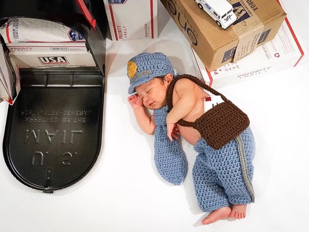 Crochet Mailman Newborn Photography Prop/post Office Worker Photo Prop ...