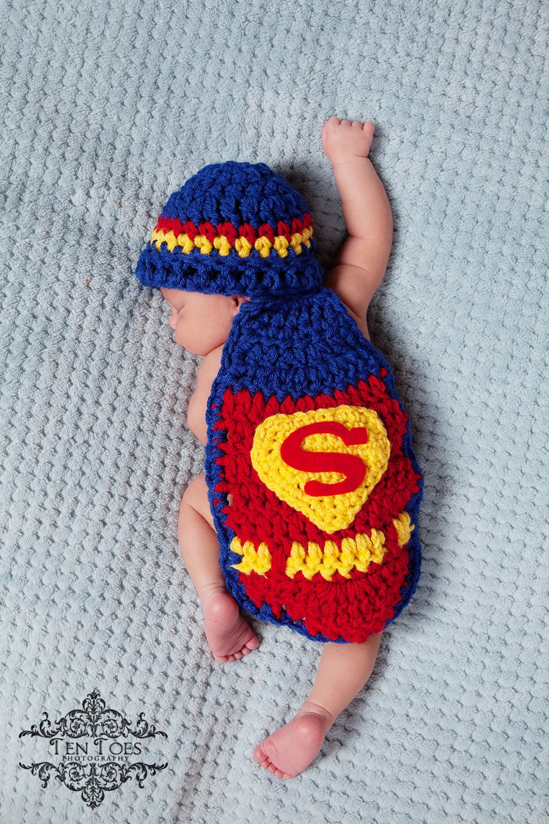 Crochet Newborn Superman Photo Prop/cuddle Cape/superhero/infant ...