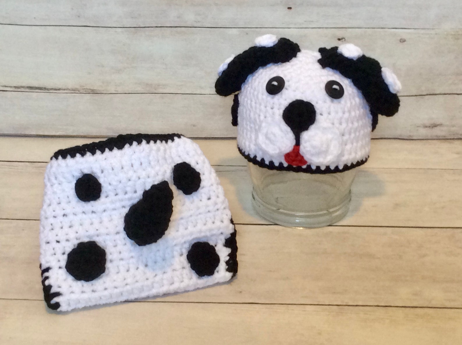 Crochet Dalmation Hat and Diaper Cover Set/newborn Photography - Etsy